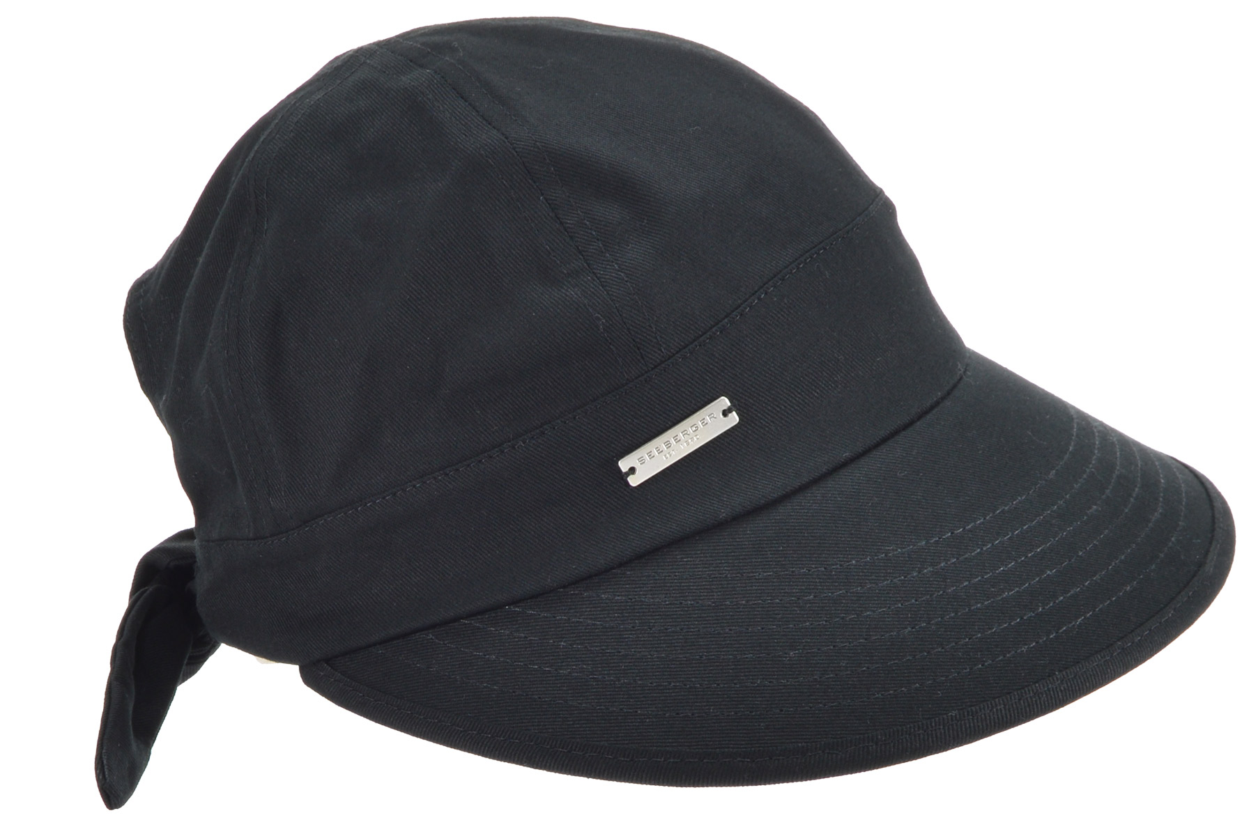 SEEBERGER women cut and sewn cap »cotton fabric cap with bow detail ...