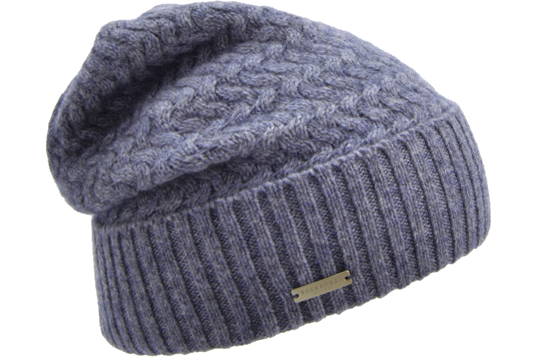 SEEBERGER women knit headwear »knit beani with turn up and fancy cable ...