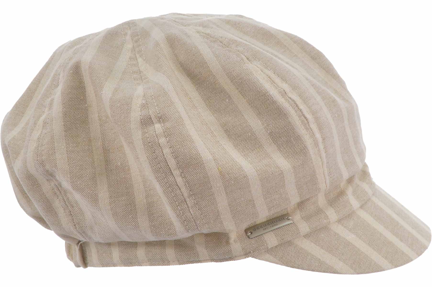 SEEBERGER women cut and sewn cap »fabric balloon cap with stripe ...